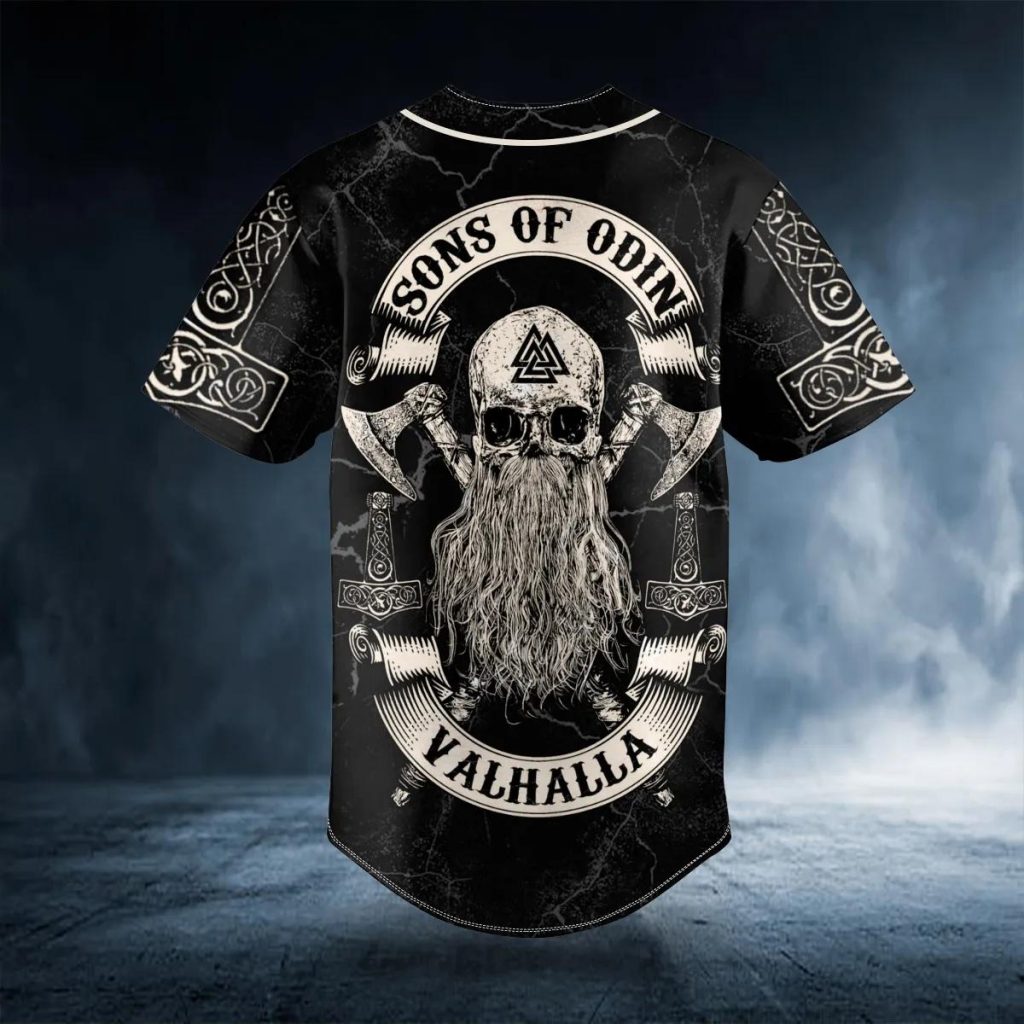 Viking Son Of Odin Valhalla Skull Custom Baseball Jersey - Tana Elegant